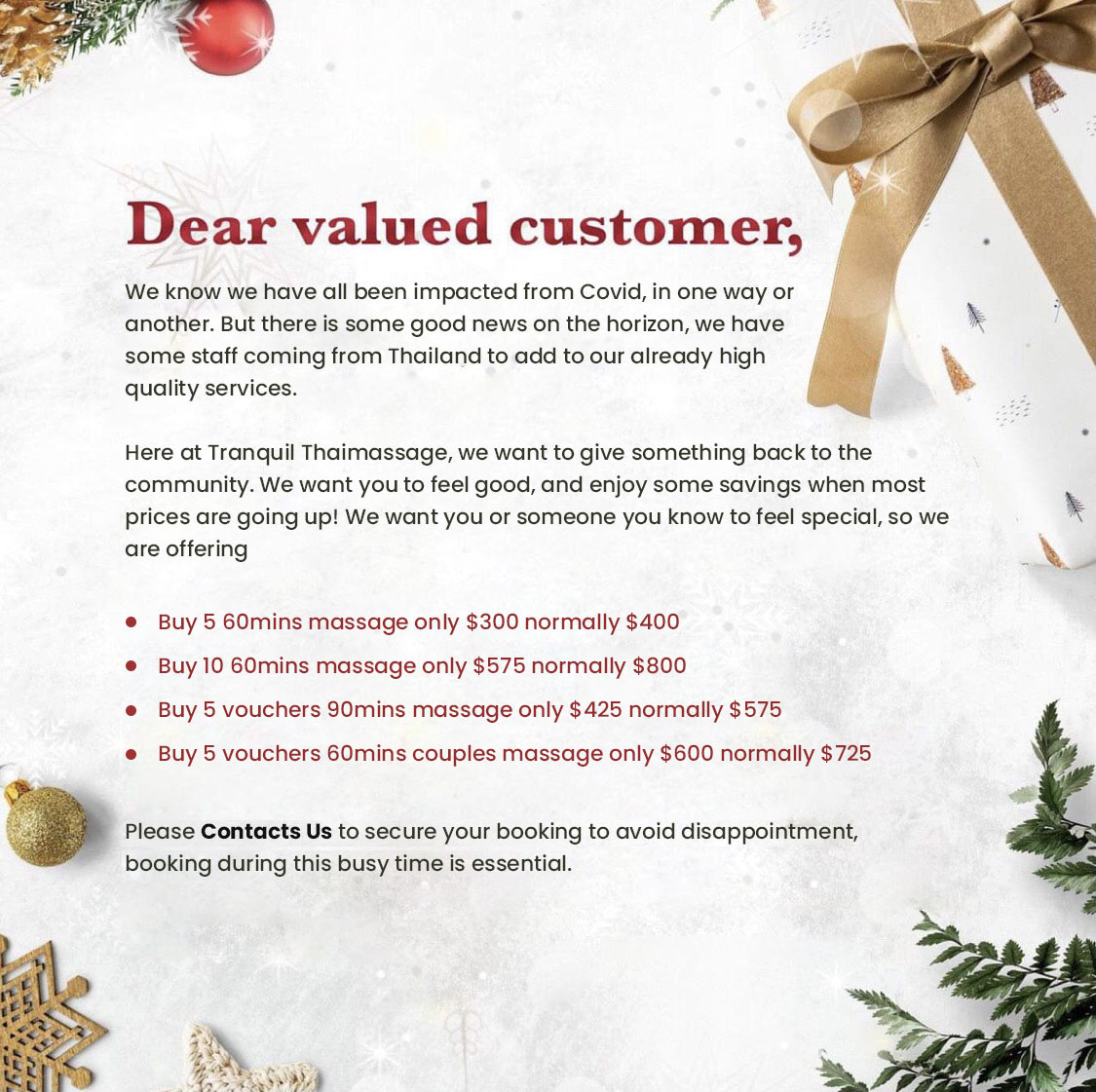 Promotions | Tranquil Thai Massage